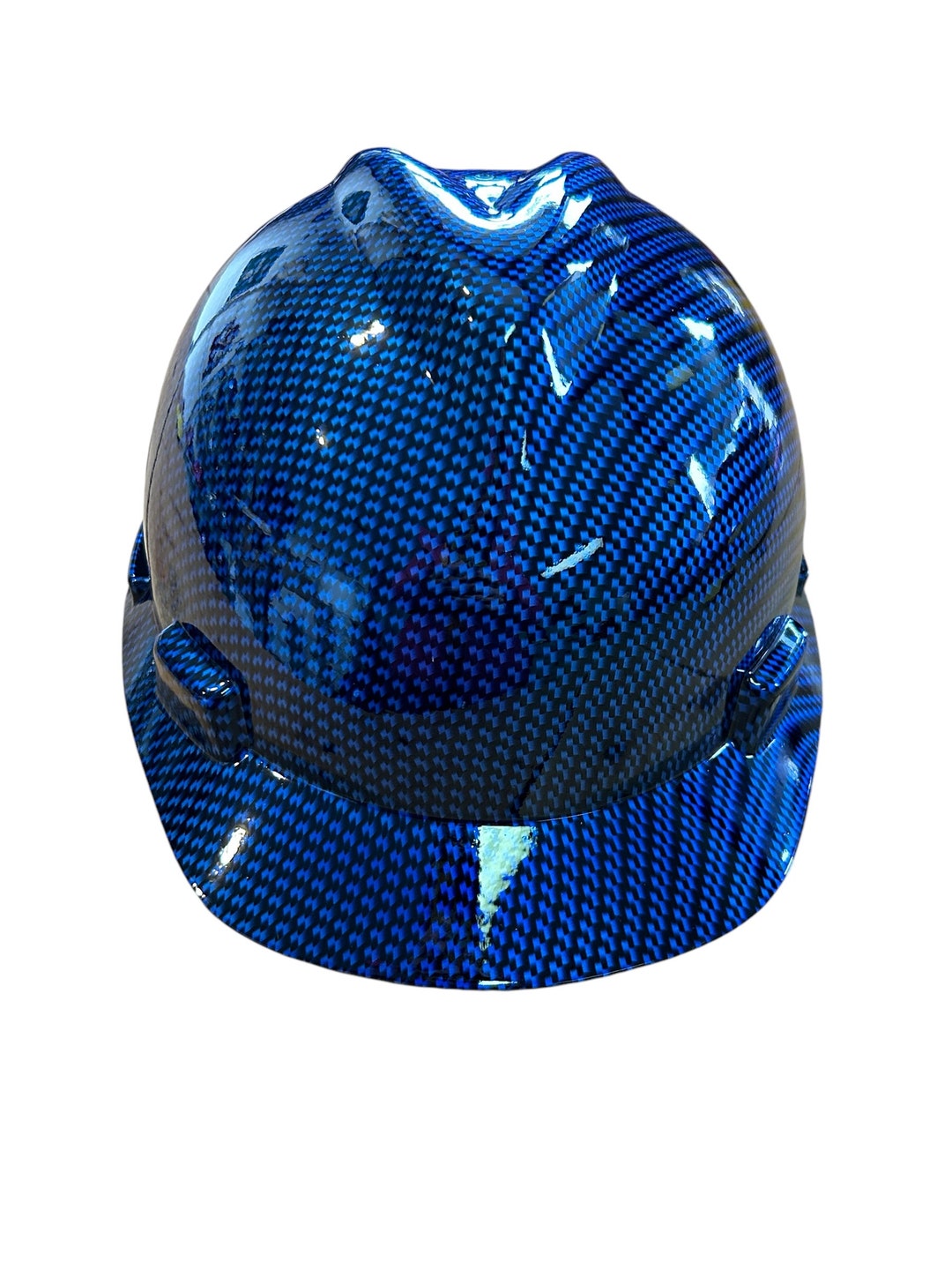 Custom Hydro Dipped Hard Hat Blue Kandy Square Carbon Fiber MSA V-gard ...