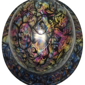 Custom Hydro Dipped Hard Hat Oil Slick Insanity Skulls Full Brim ...