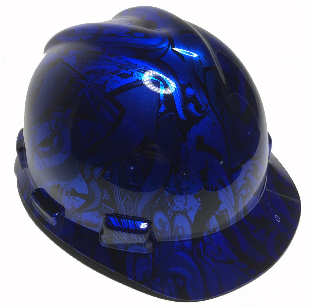Custom Hydro Dipped Hard Hat Blue Kandy Graffiti MSA V-gard Cap Style ...