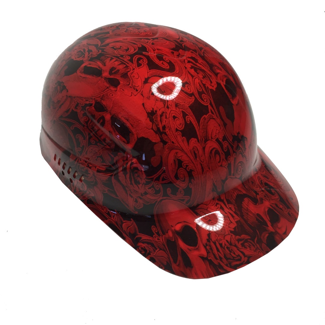 Custom Hydro Dipped Red Filigree Skulls Bump Cap - Etsy