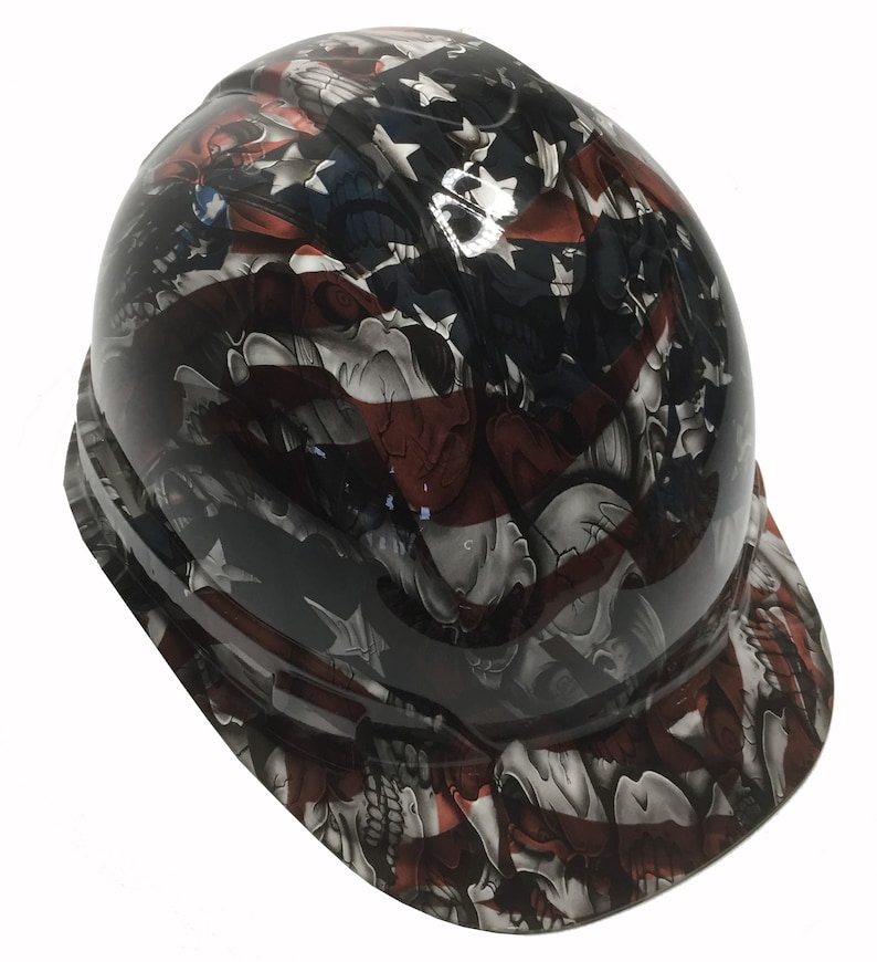 Custom Hard Hat American Flag Insanity Skulls Cap Style Ridgeline - Etsy