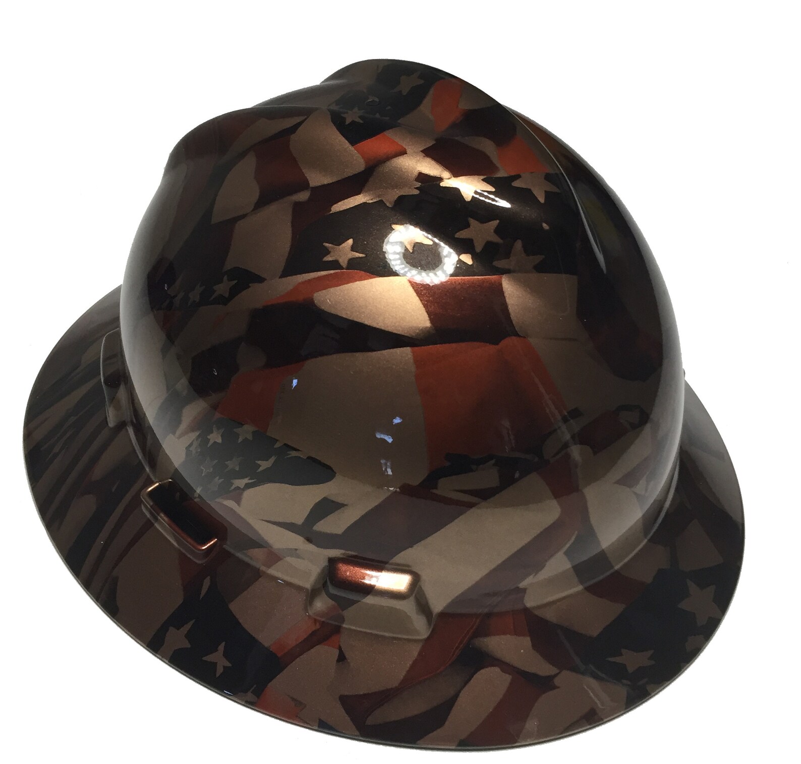 Custom Hard Hat Copper Metallic American Flags MSA V-gard Full Brim - Etsy