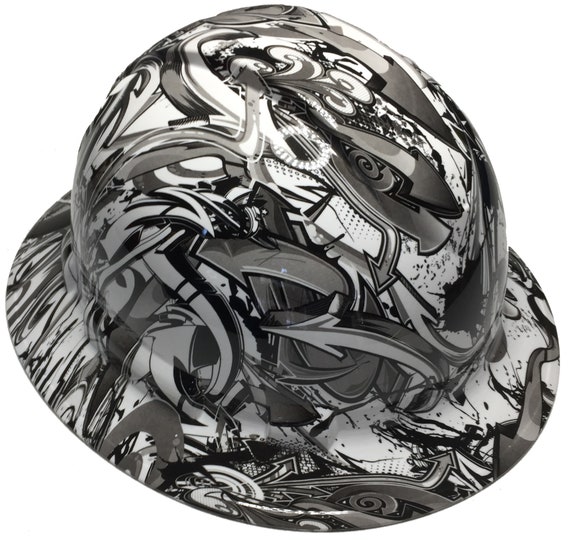 Custom Hard Hat White Graffiti Full Brim Ridgeline | Etsy