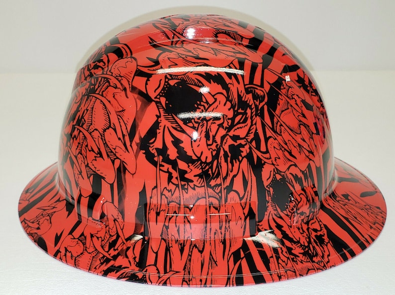 Custom Hydro Dipped Hard Hat Red King Tiger Full Brim - Etsy