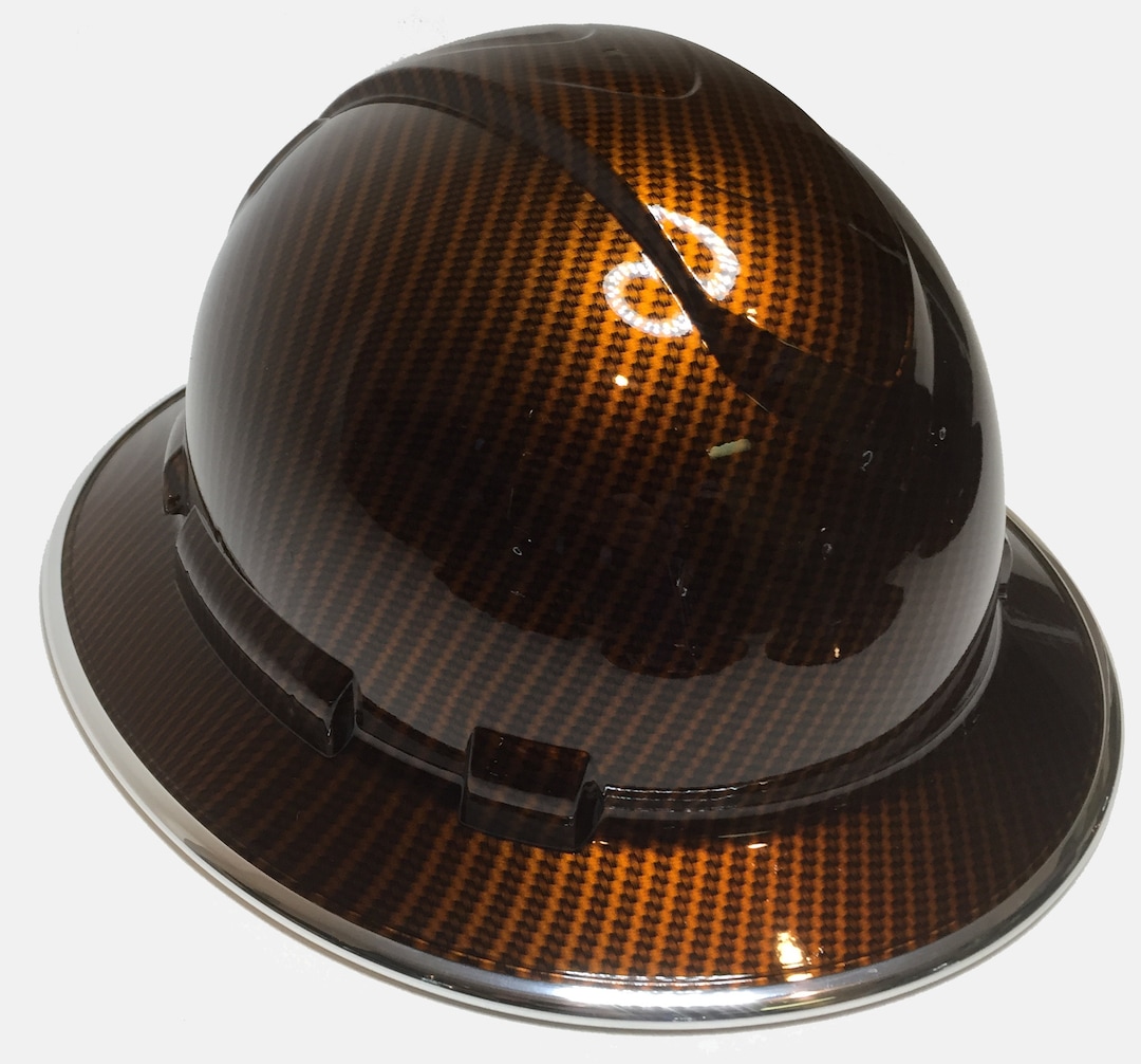 Custom Hydro Dipped Carbon Fiber Kandy Orange Translucent Hard Hat ...