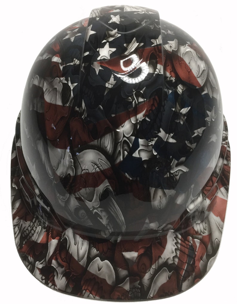 Custom Hard Hat American Flag Insanity Skulls Cap Style Ridgeline - Etsy