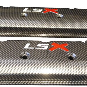 Custom Hydro Dipped LS Valve Covers 241-405 Carbon Fiber With White LS ...
