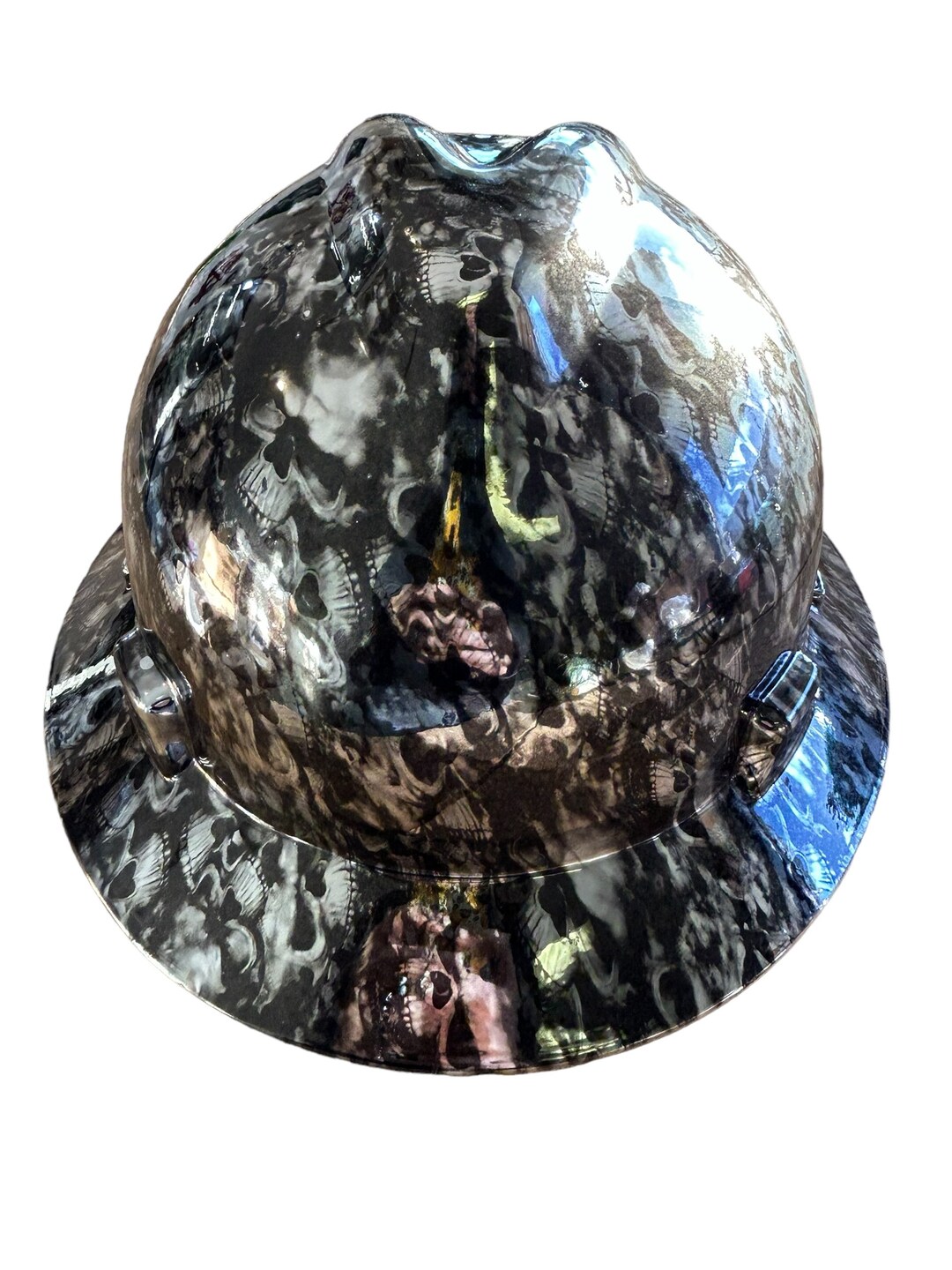 Custom Hard Hat MSA Full Brim Chrome Silver Skulls - Etsy
