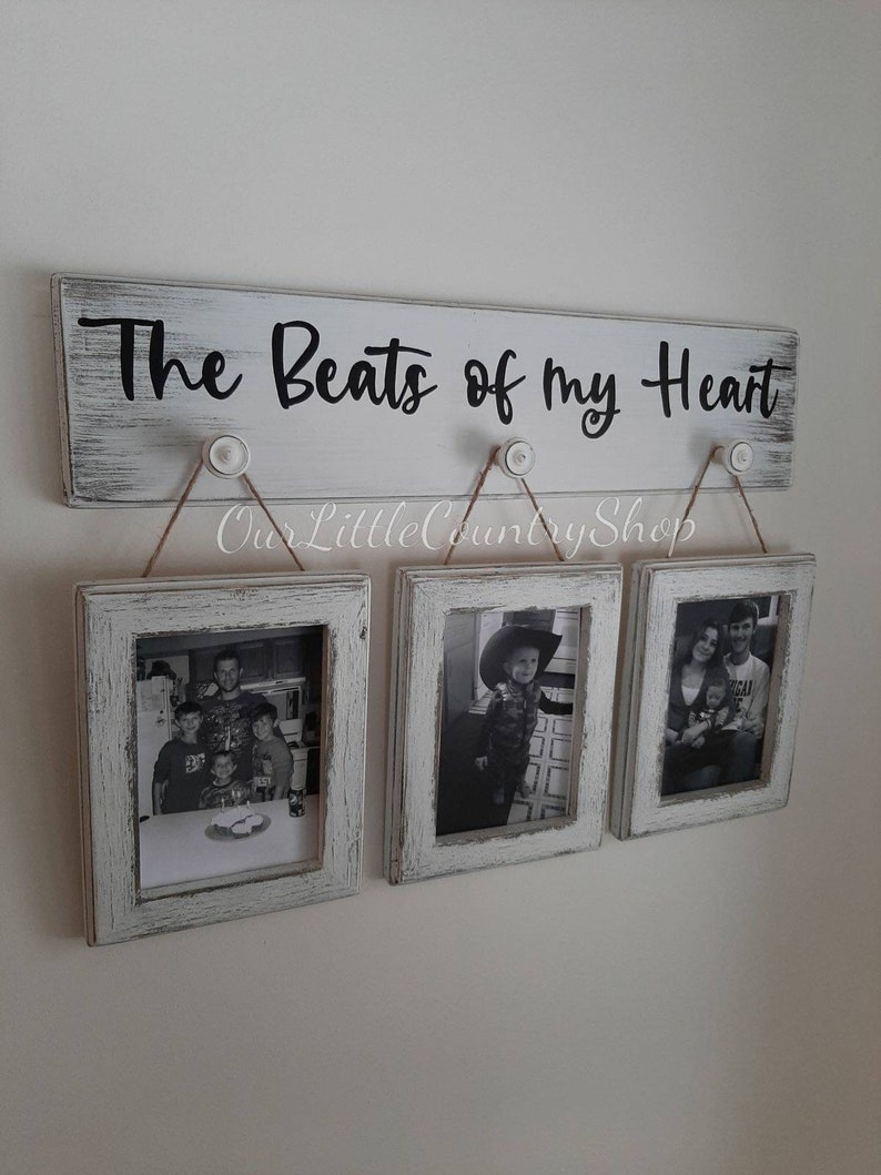 Farmhouse Rustic Picture Hanger With 4x6 Frames the Beats of - Etsy