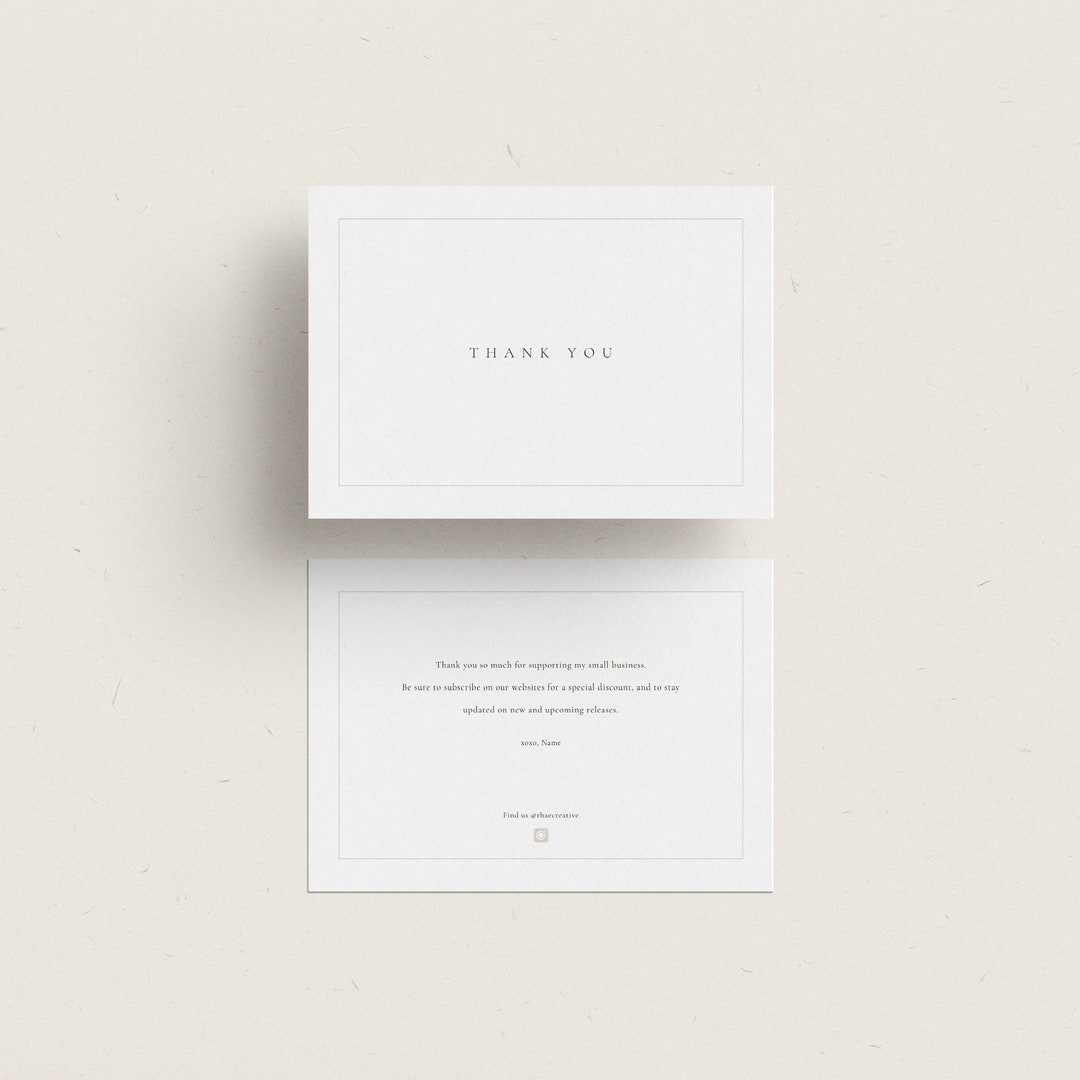A6 Modern Minimal Thank You Card Design Canva Template - Product Care ...