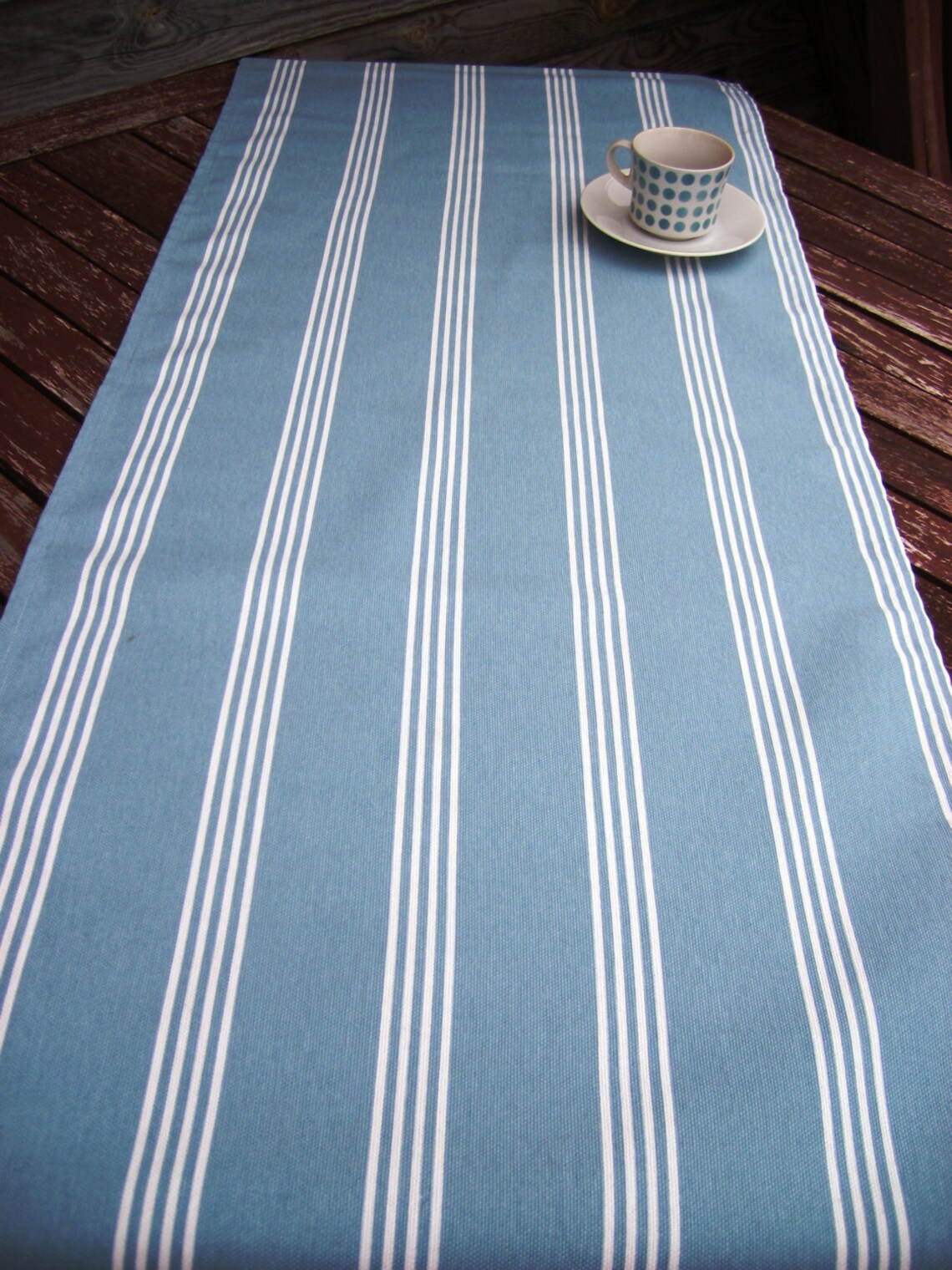 Light Blue Striped Table Runner Centerpiece Linen Home Decor - Etsy