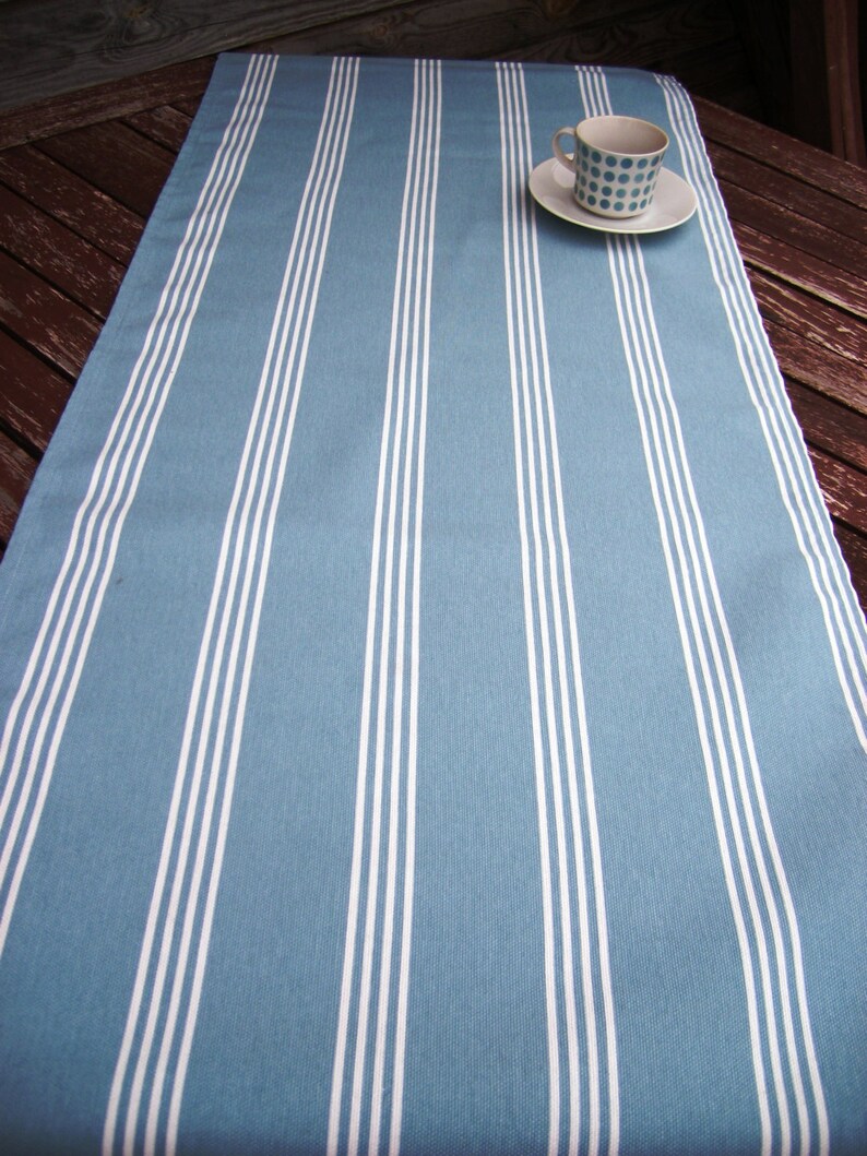 Light Blue Striped Table Runner Centerpiece Linen Home Decor - Etsy