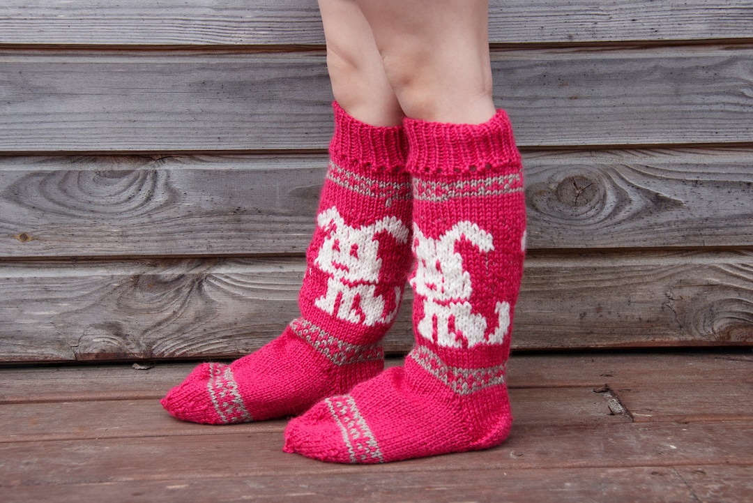 Long Dark Pink Socks, Clothing, Wool Socks, Knit Socks, Knitted Socks ...