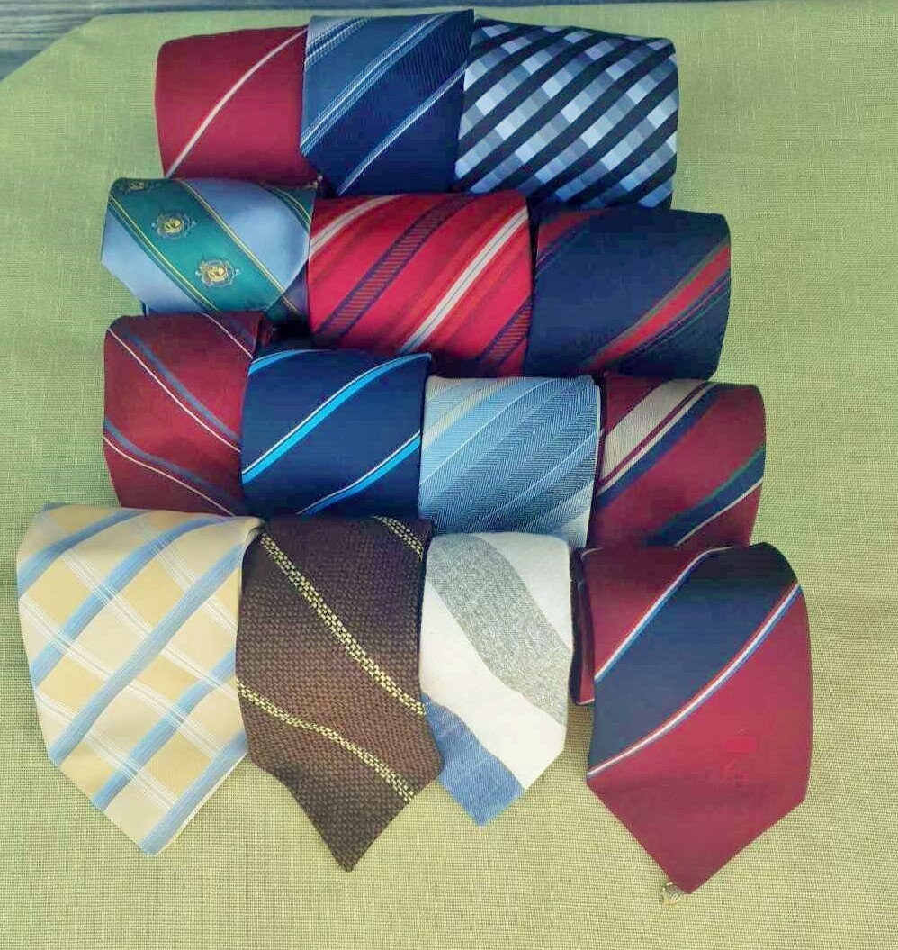 Set of 14 Striped Vintage Neckties, Different Color Pattern Neckties ...