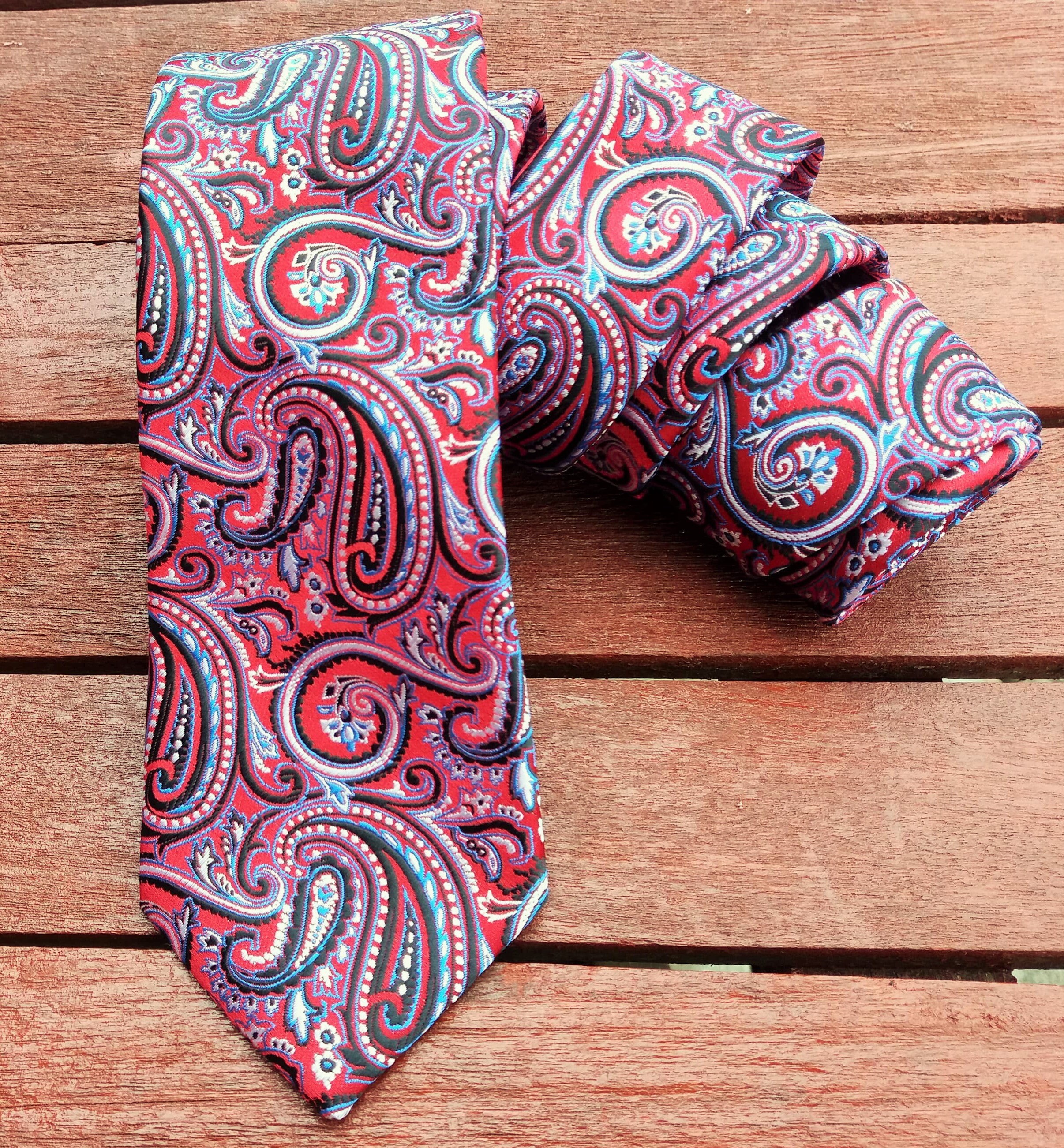 Red Pattern Necktie, Vintage Tie Accessories Mens Necktie, FREE ...