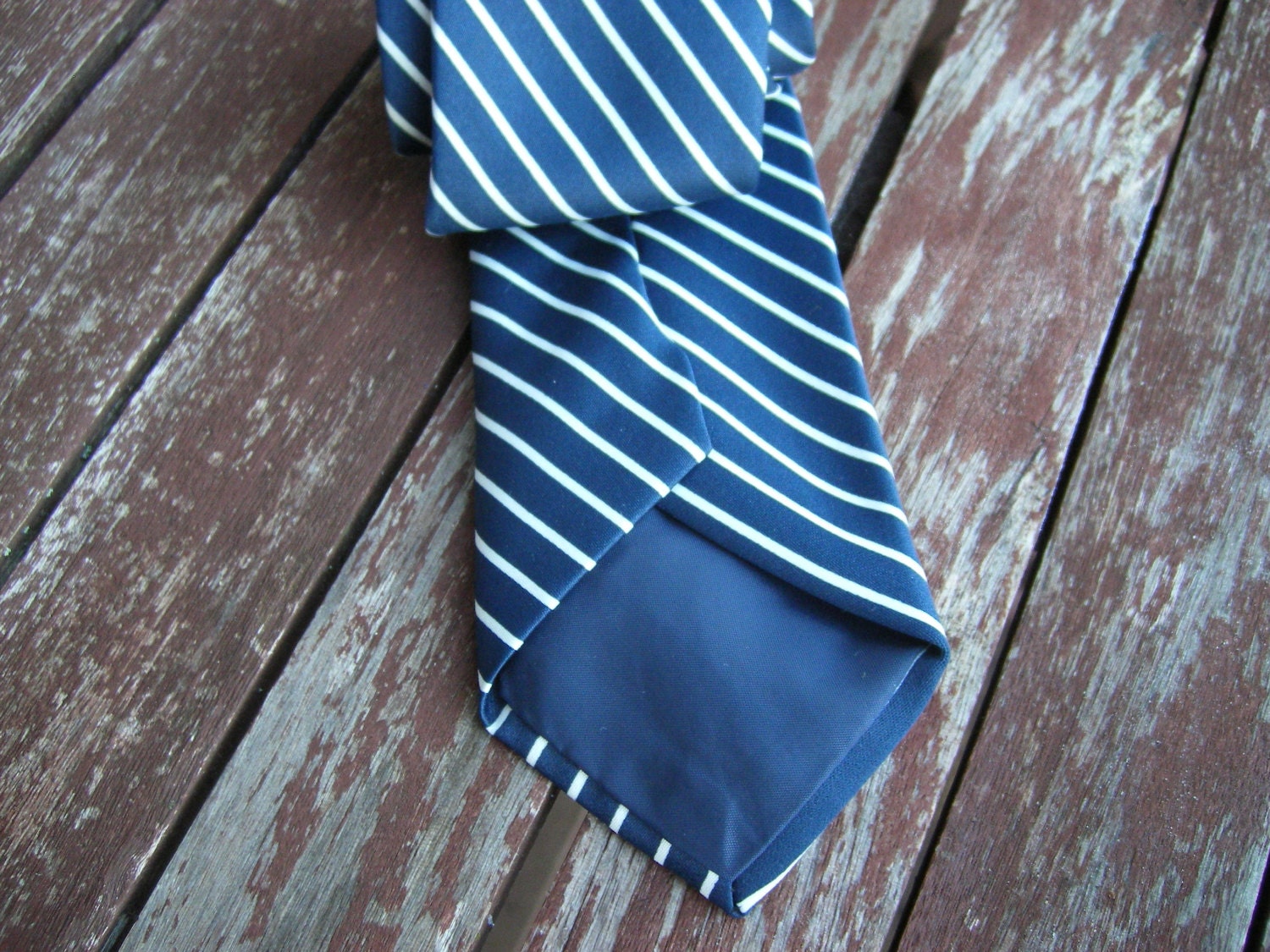 Dark Blue and White Diagonal Striped Tie, Vintage Neckties, Ties ...