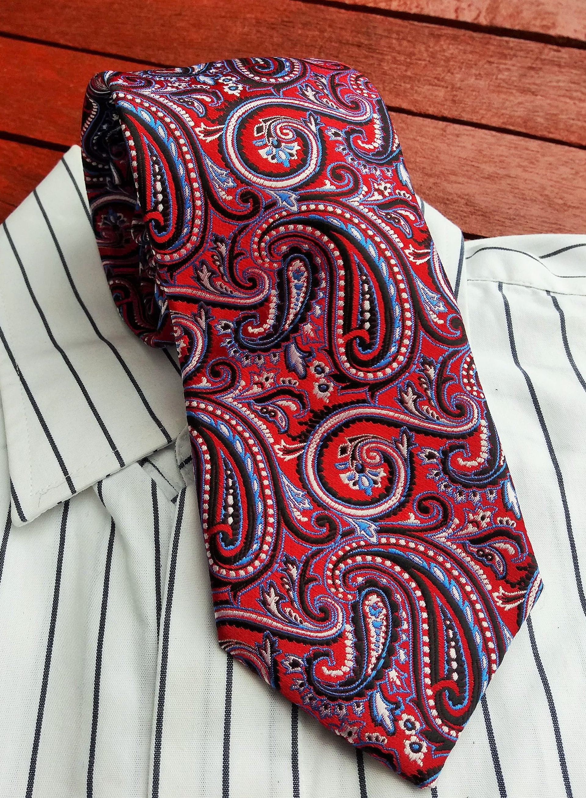 Red Pattern Necktie, Vintage Tie Accessories Mens Necktie, FREE ...