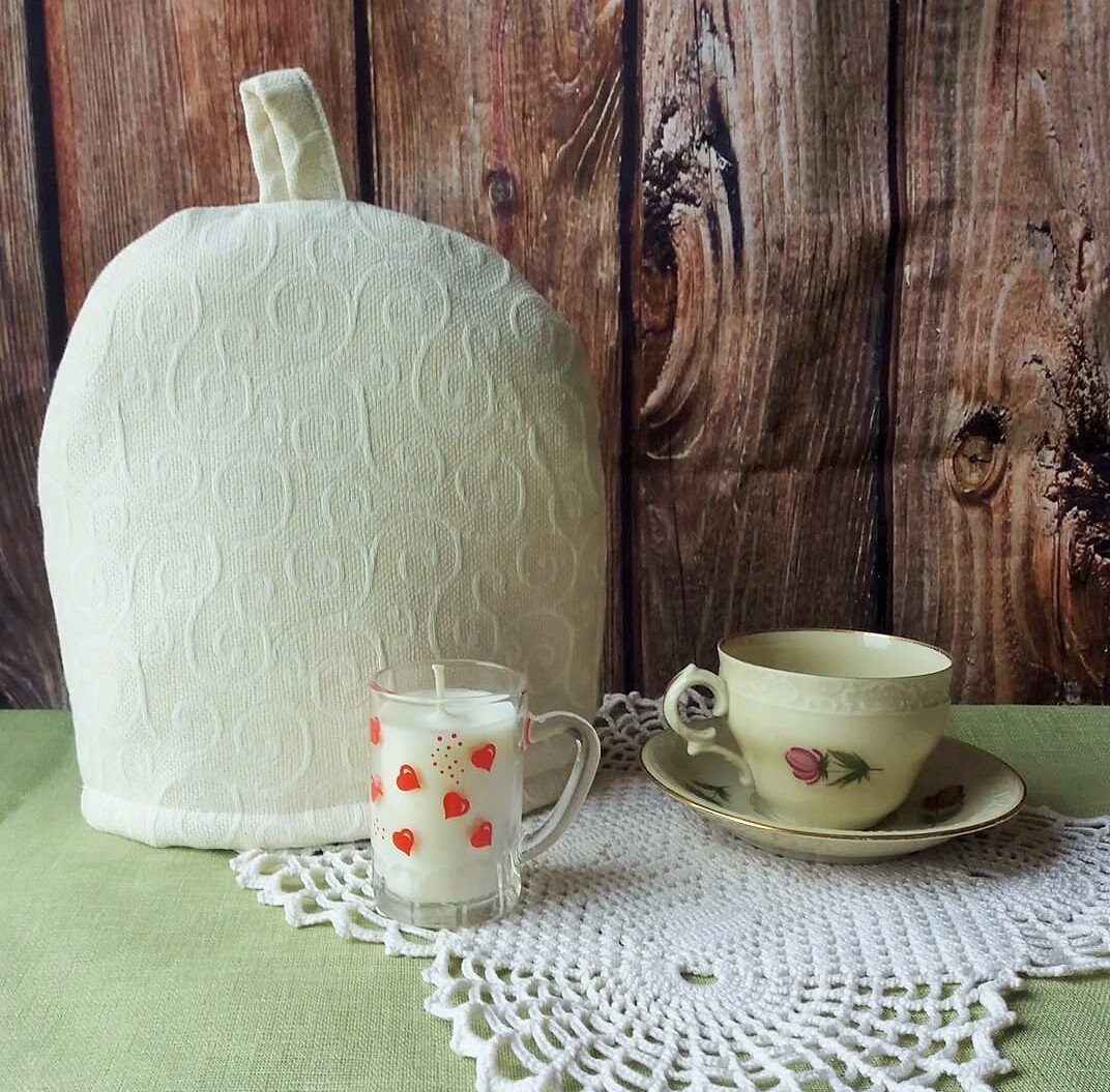 White classic pattern Teapot cozy Coffee pot cozy Tea pot | Etsy