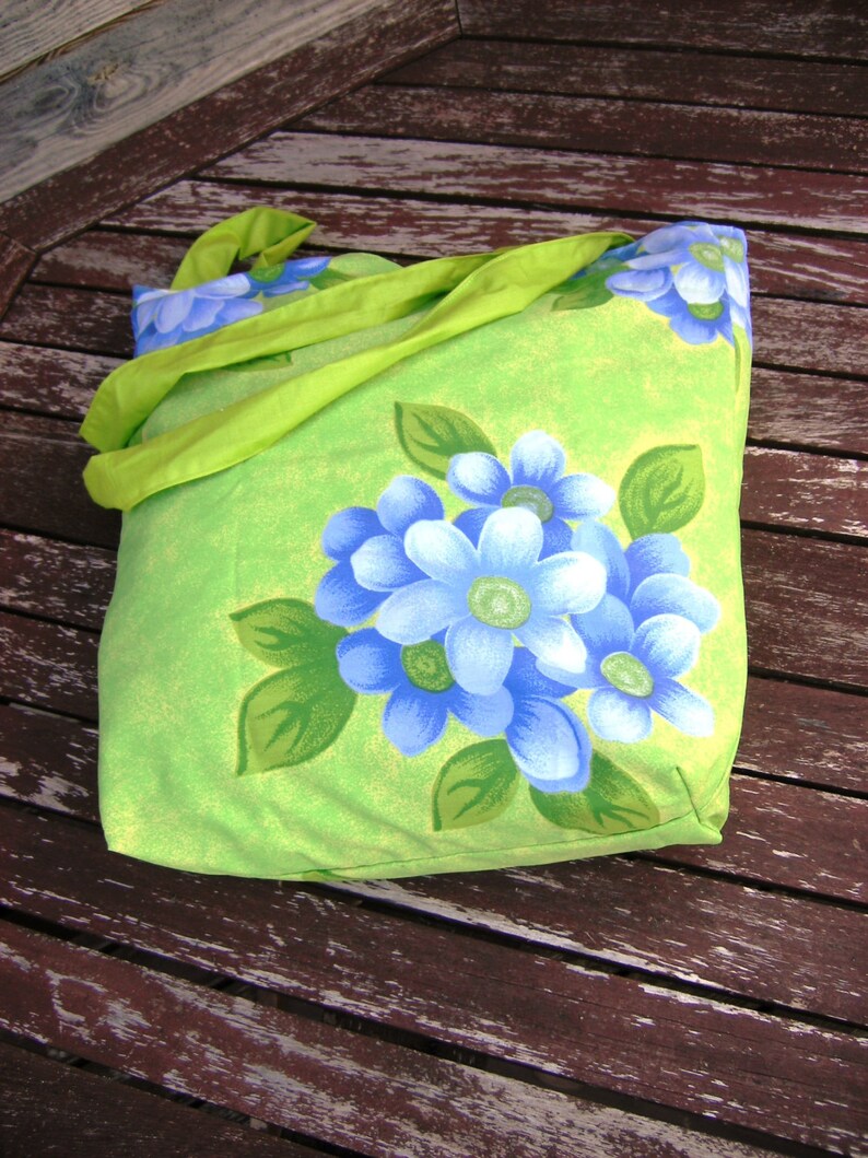 Bright green Floral Tote Bag Boho chic Hippie bag Chic bag | Etsy