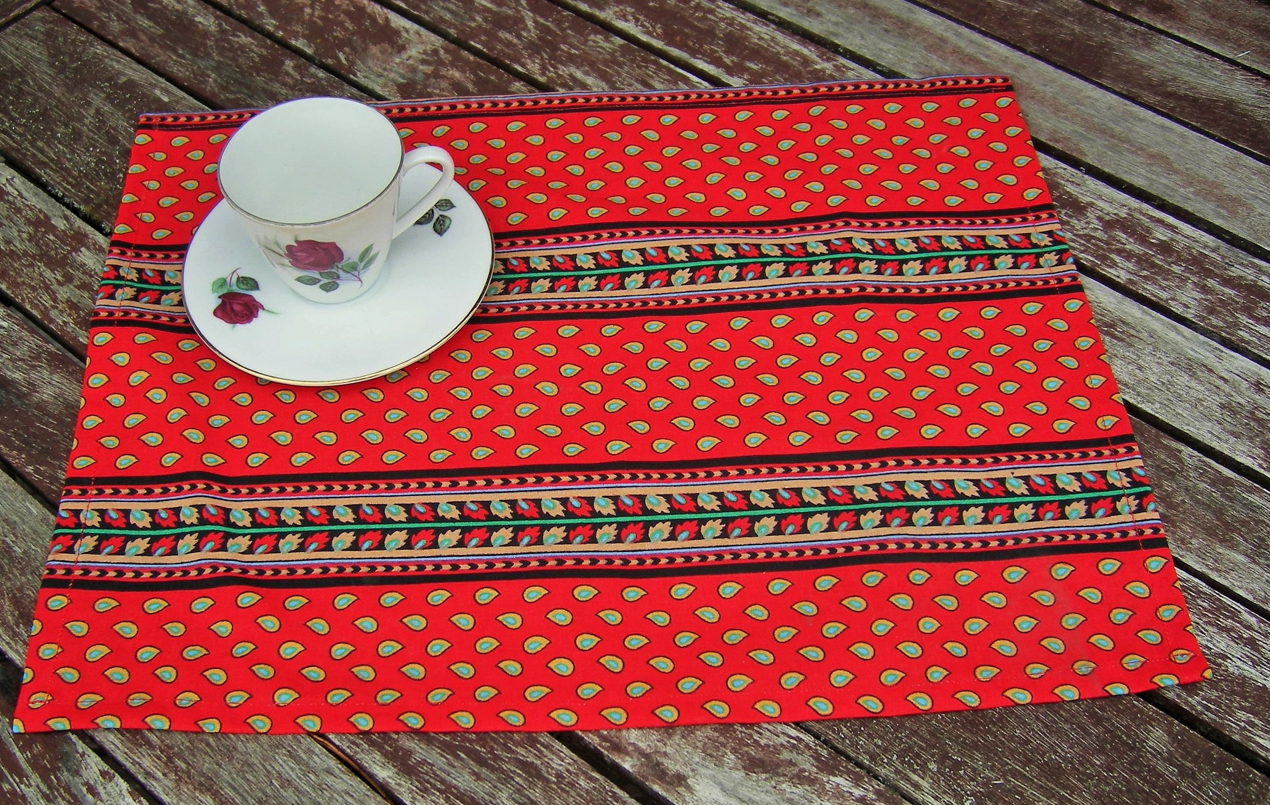 Red Placemats Set of 4, Placemat Handmade Dining Supplies, Rustic ...