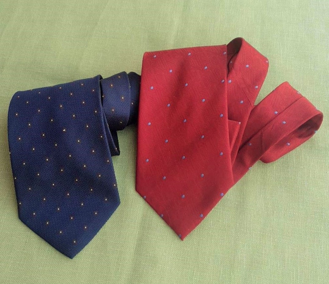 Set of 2 Vintage Neckties, Dark Blue and Dark Red Neckties Tie ...