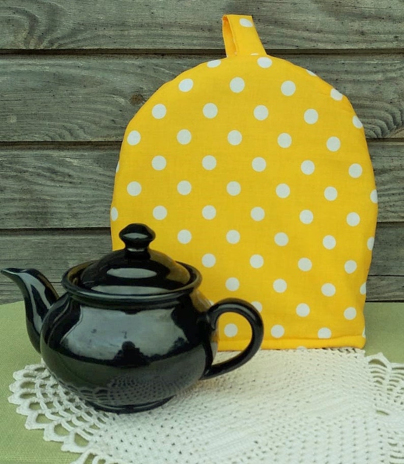 Yellow Polka Dots Teapot Cozy Fabric Coffee Pot Cozy Tea Pot - Etsy