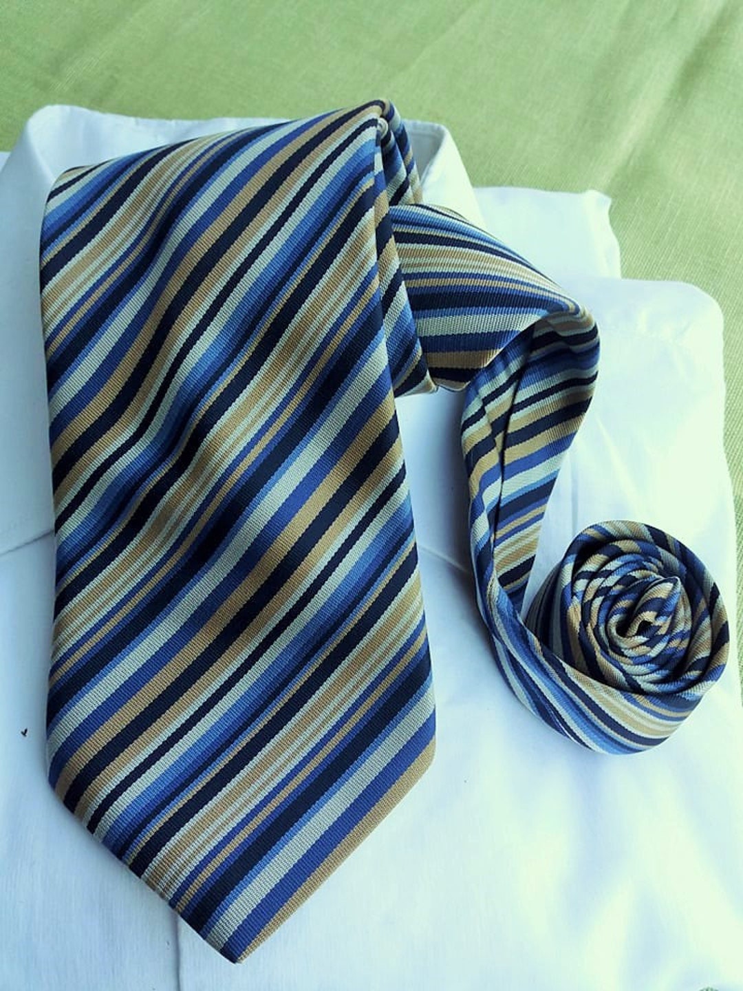 Vintage Diagonal Striped Mens Tie, Polyester Necktie - Etsy