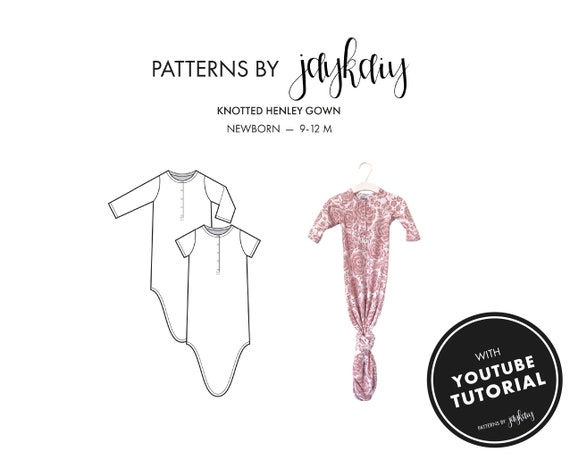 Knotted Henley Gown Pattern Sewing Pattern With Tutorial - Etsy