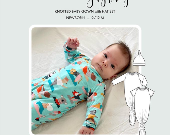 Knotted Baby Gown Set Sewing Pattern - Lap Layette Pattern - Baby Grow ...
