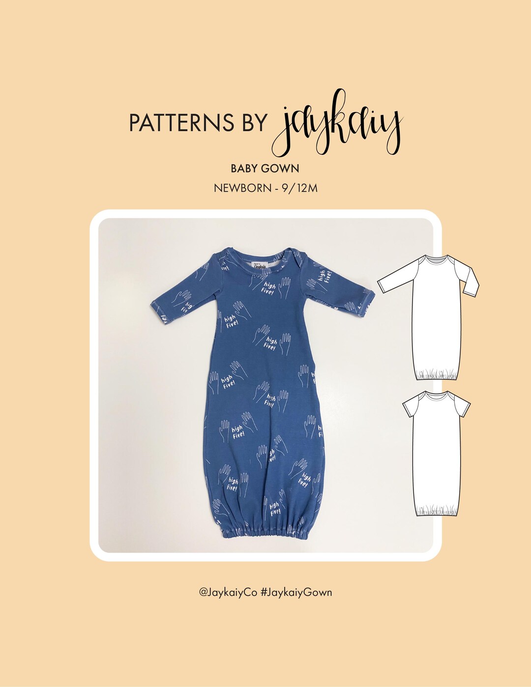 Baby Gown Sewing Pattern With Tutorial Layette Pattern Baby Grow ...