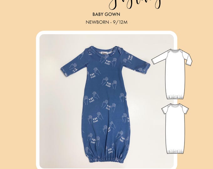 Baby Gown Sewing Pattern With Tutorial - Layette Pattern - Baby Grow ...