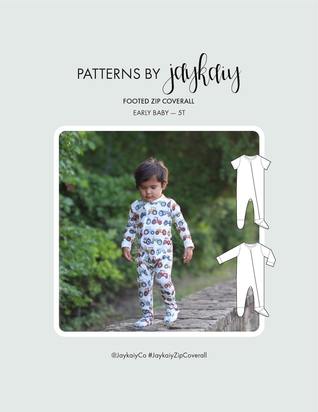 Zip Footed Pajama Pattern With Mitten up to 24m Zipper Sleeper Footie ...