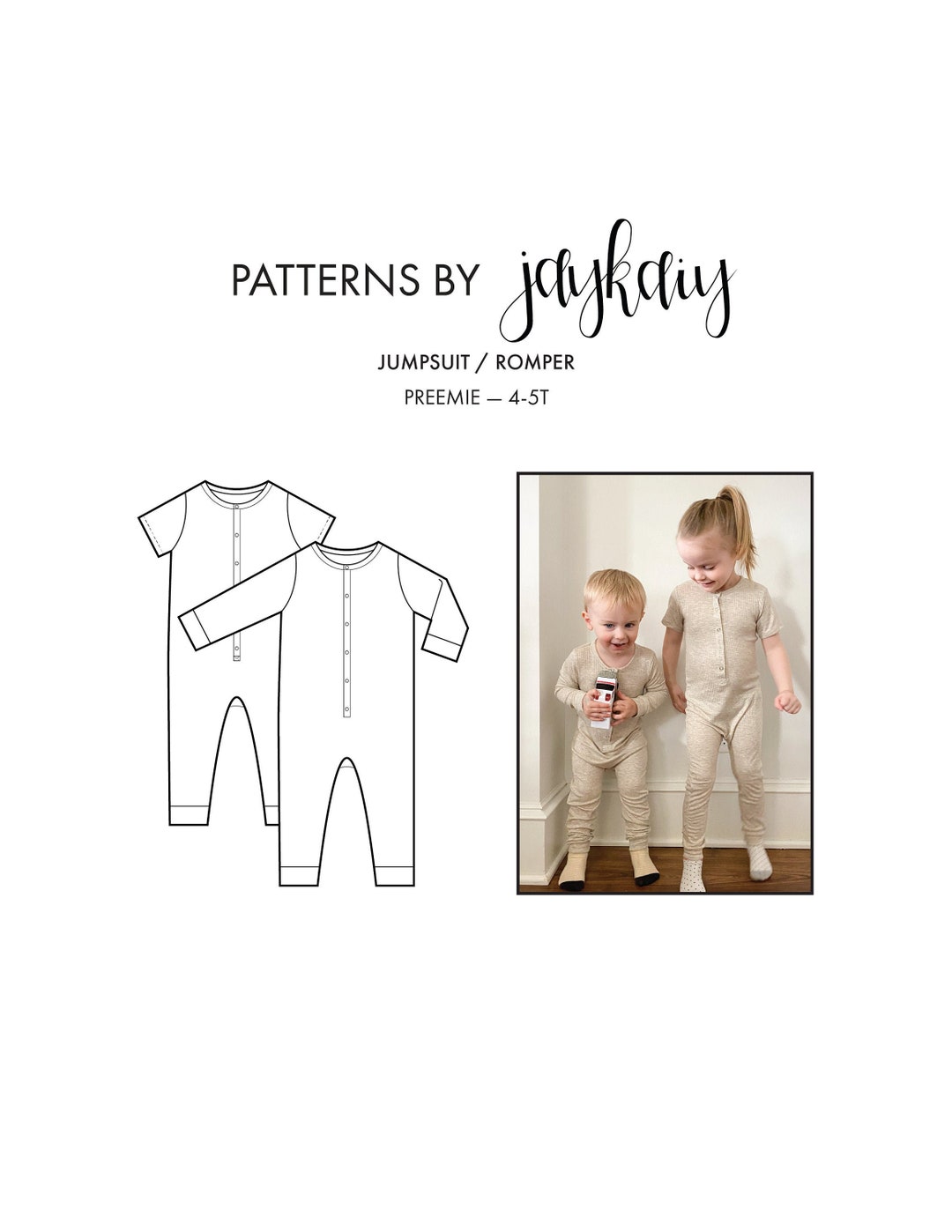 Henley Jumpsuit Coverall Sewing Pattern With Picture Tutorial Placket ...