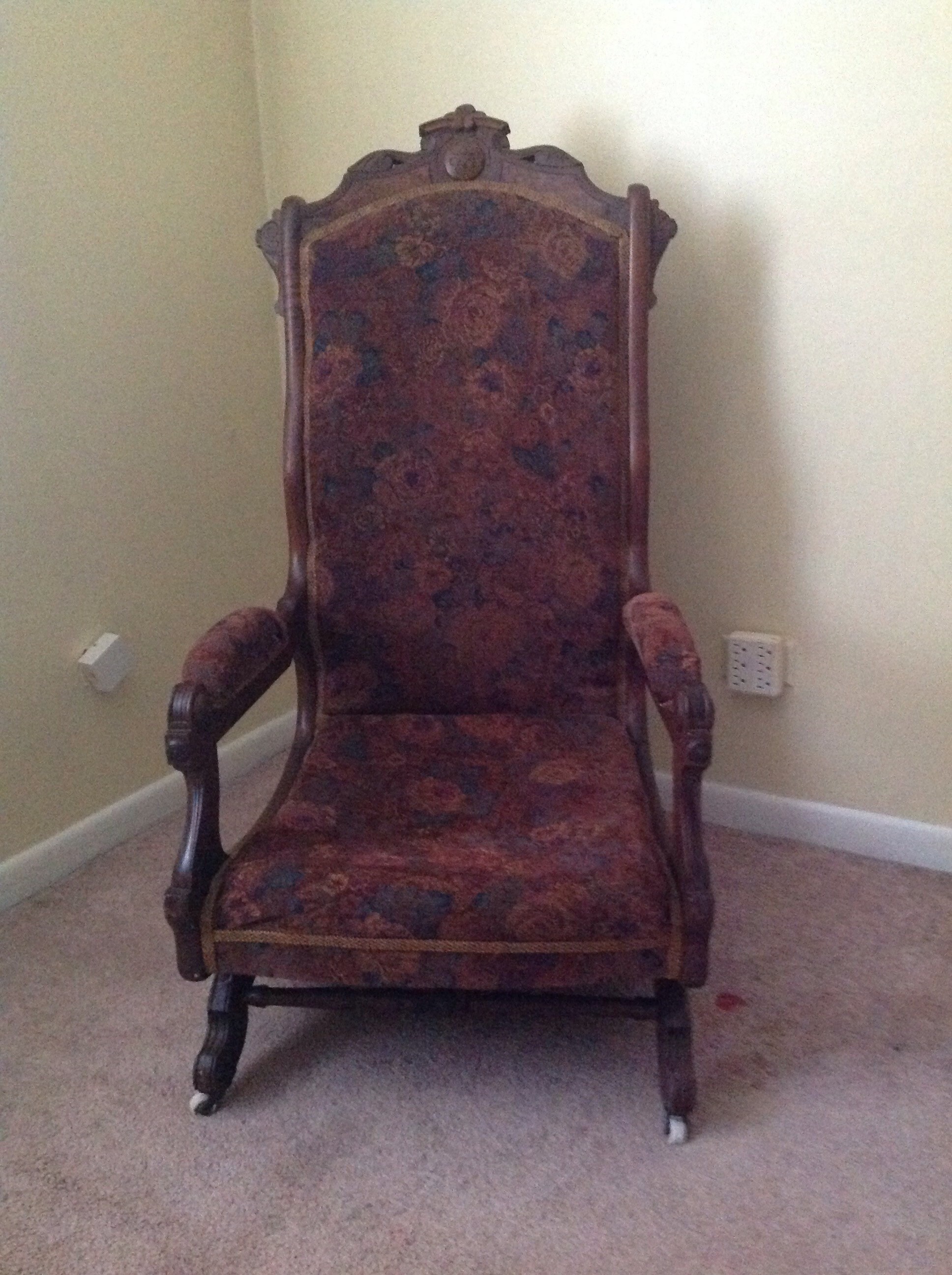 Antique Eastlake Rocking Chair Carved Wood white Porcelain - Etsy