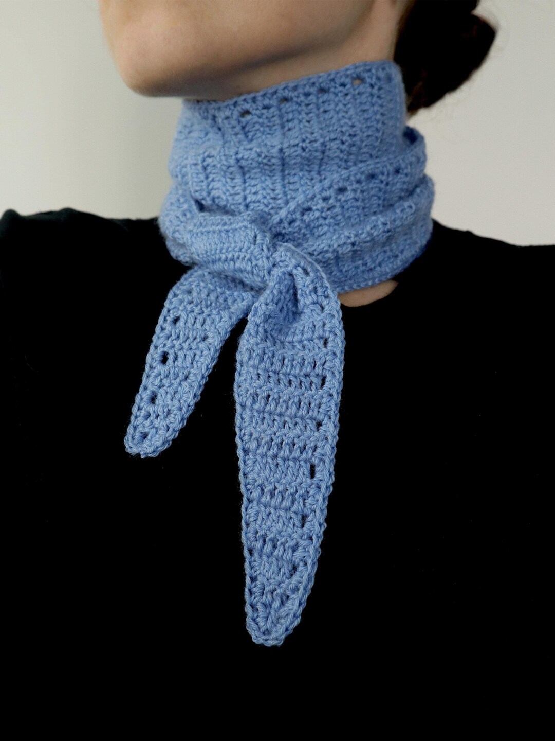 Blue Crochet Sophie Scarf, Small Crochet Scarf, Handmade Gift, Crochet ...