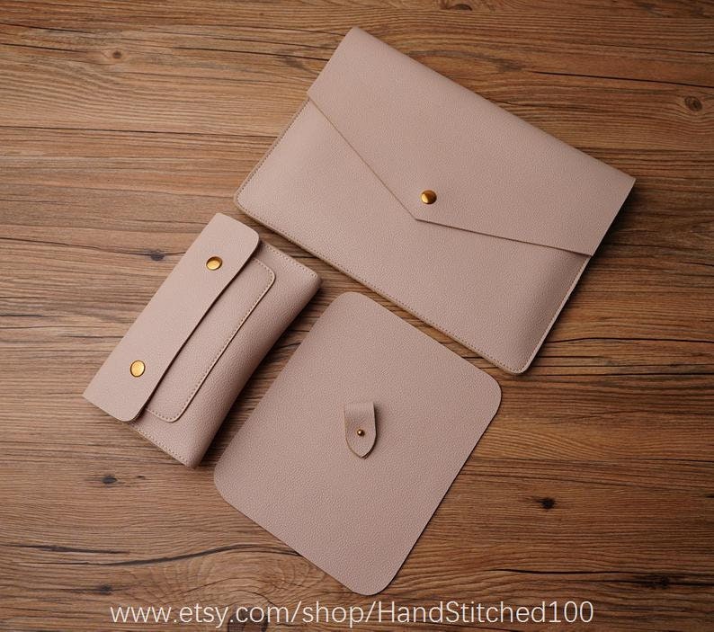 ONE SET Personalized Leather Laptop Cases Custom Leather | Etsy