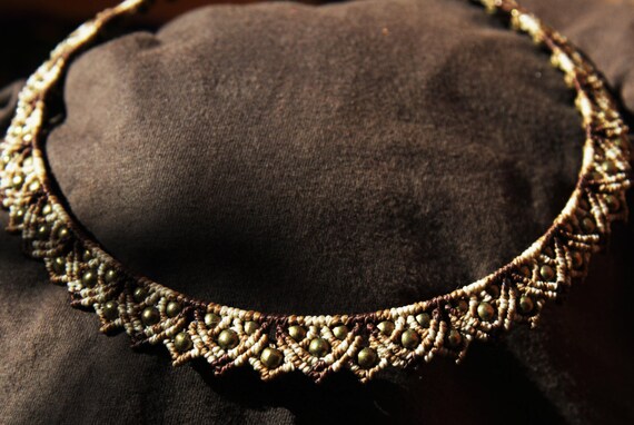 Macrame Brown Necklace. Indian Collection. Brass India Goa - Etsy