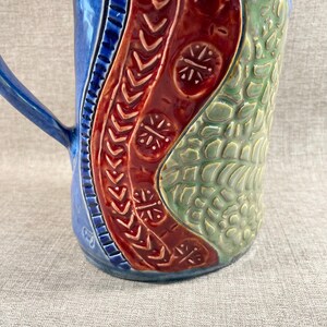 Colorful Tall Handmade Ceramic Sangria Pitcher, Highly Textured, Multi ...