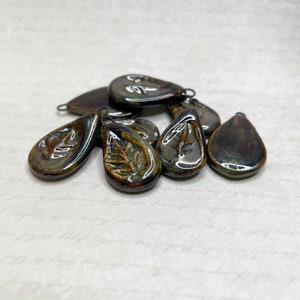 Dark Brown Teardrop Artisan Charms, Handmade Ceramic Beads for Jewelry ...