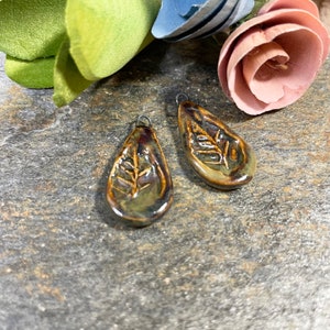 Dark Brown Teardrop Artisan Charms, Handmade Ceramic Beads for Jewelry Making, Textured Earring ...