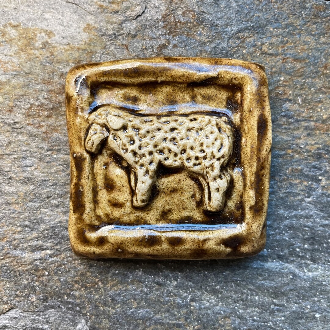 2x2 Sheep Farmhouse Tile, Handmade Ceramic Relief Tile, Small Handmade ...