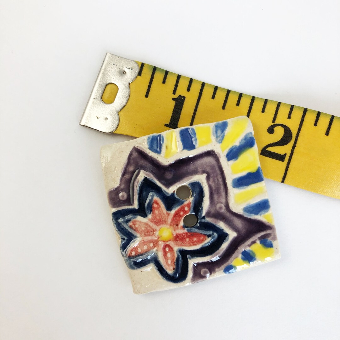 Handmade Ceramic Button: Floral Stoneware Clay, Jewelry Supply - Etsy