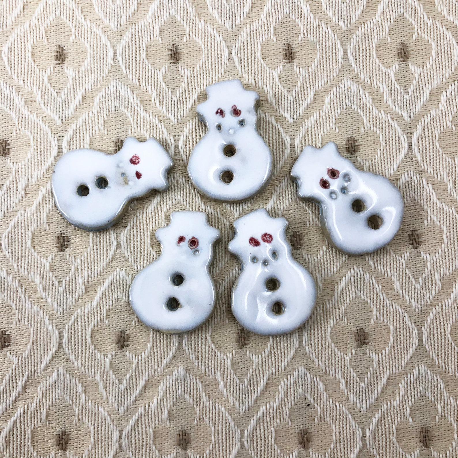 Set of 5 Snowman Buttons Handmade Ceramic Buttons Snowmen - Etsy