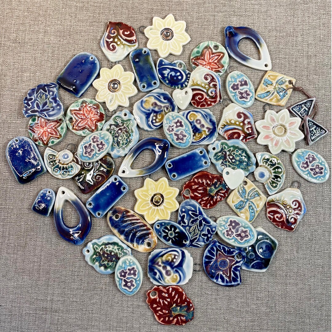 50 Imperfect Glazed Ceramic Pendants: Jewelry Making Supplies - Etsy