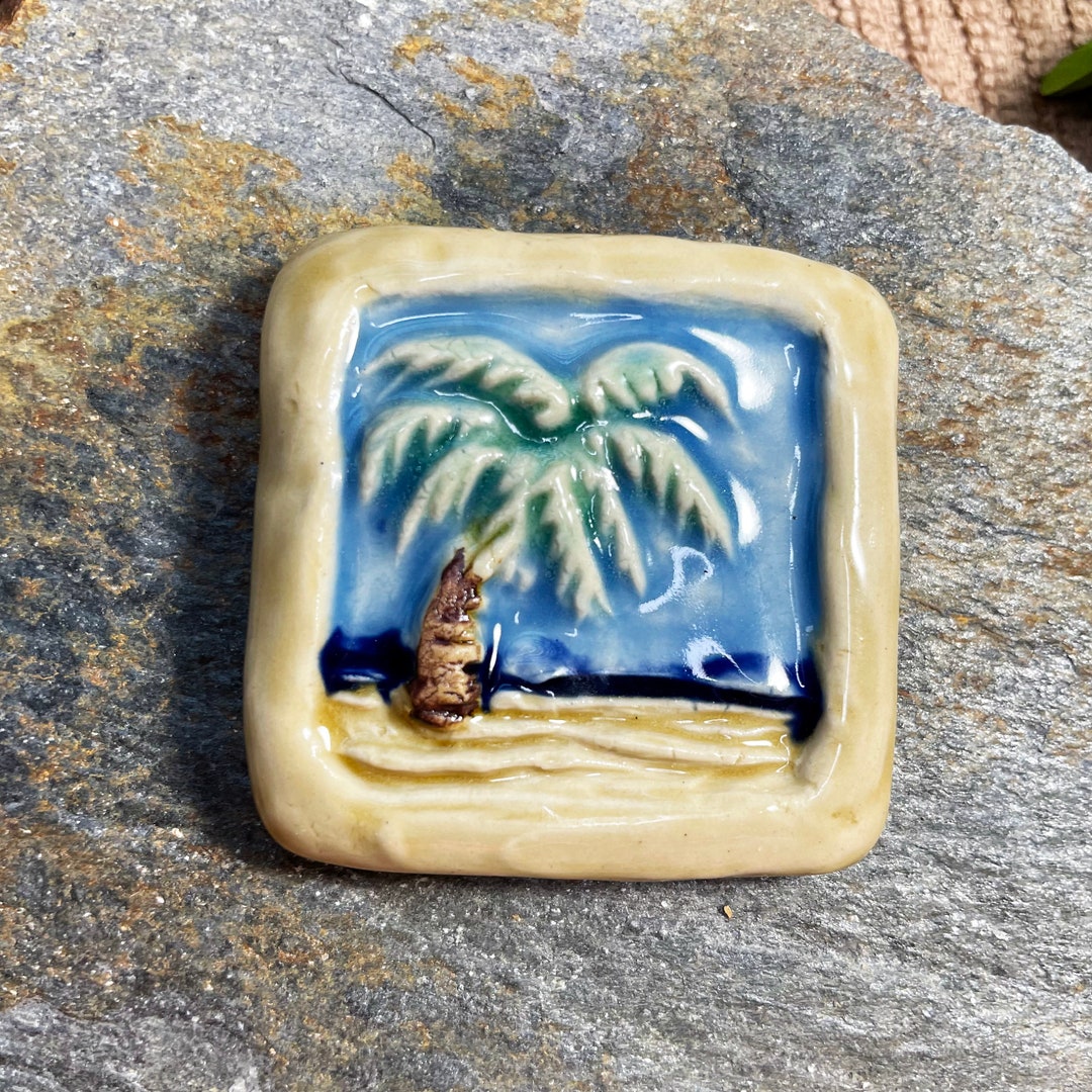 2x2 Palm Tree Tile Handmade Ceramic Art Tile Small Handmade - Etsy