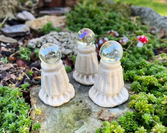 Outdoor Fairy Garden Miniature Gazing Ball, Handmade Ceramic ...