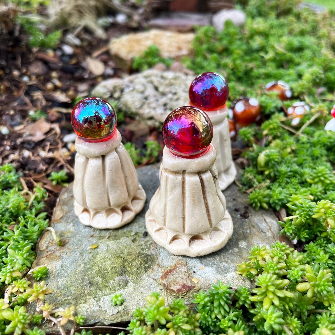 Outdoor Fairy Garden Miniature Gazing Ball, Handmade Ceramic ...