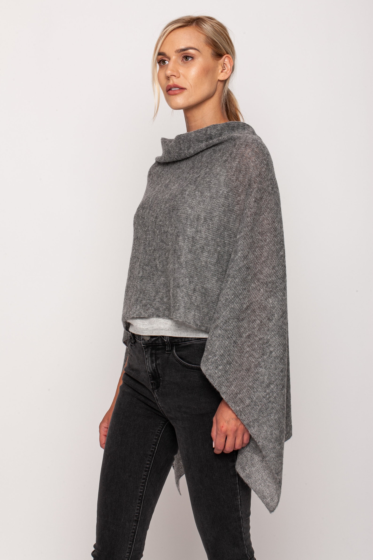 Hand Knitted Mohair Poncho, Alpaca Wool Cape Shawl - Etsy