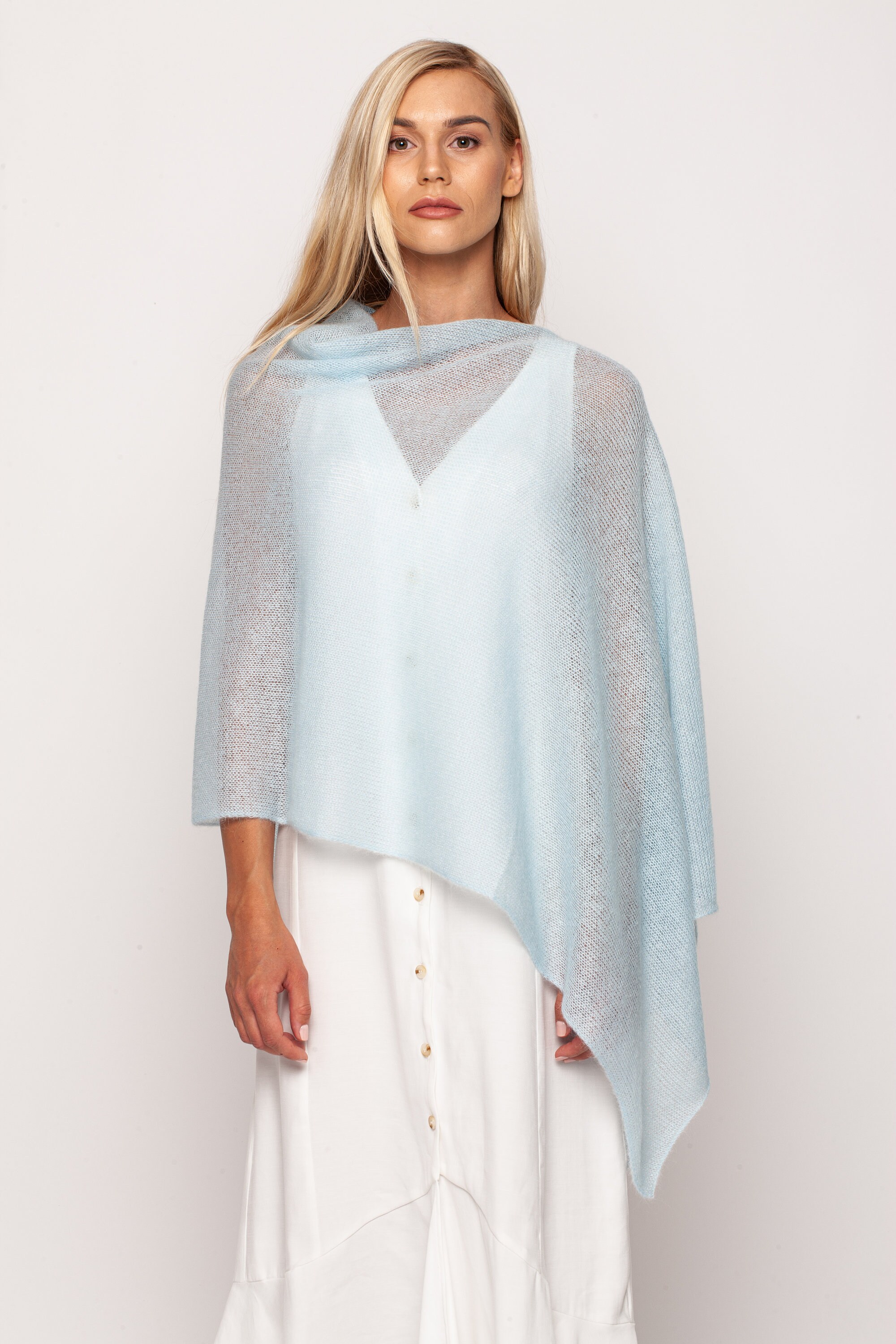 Crochet–poncho-scarf, Poncho of Thin Mohair, Mohair Poncho With Alpaca ...