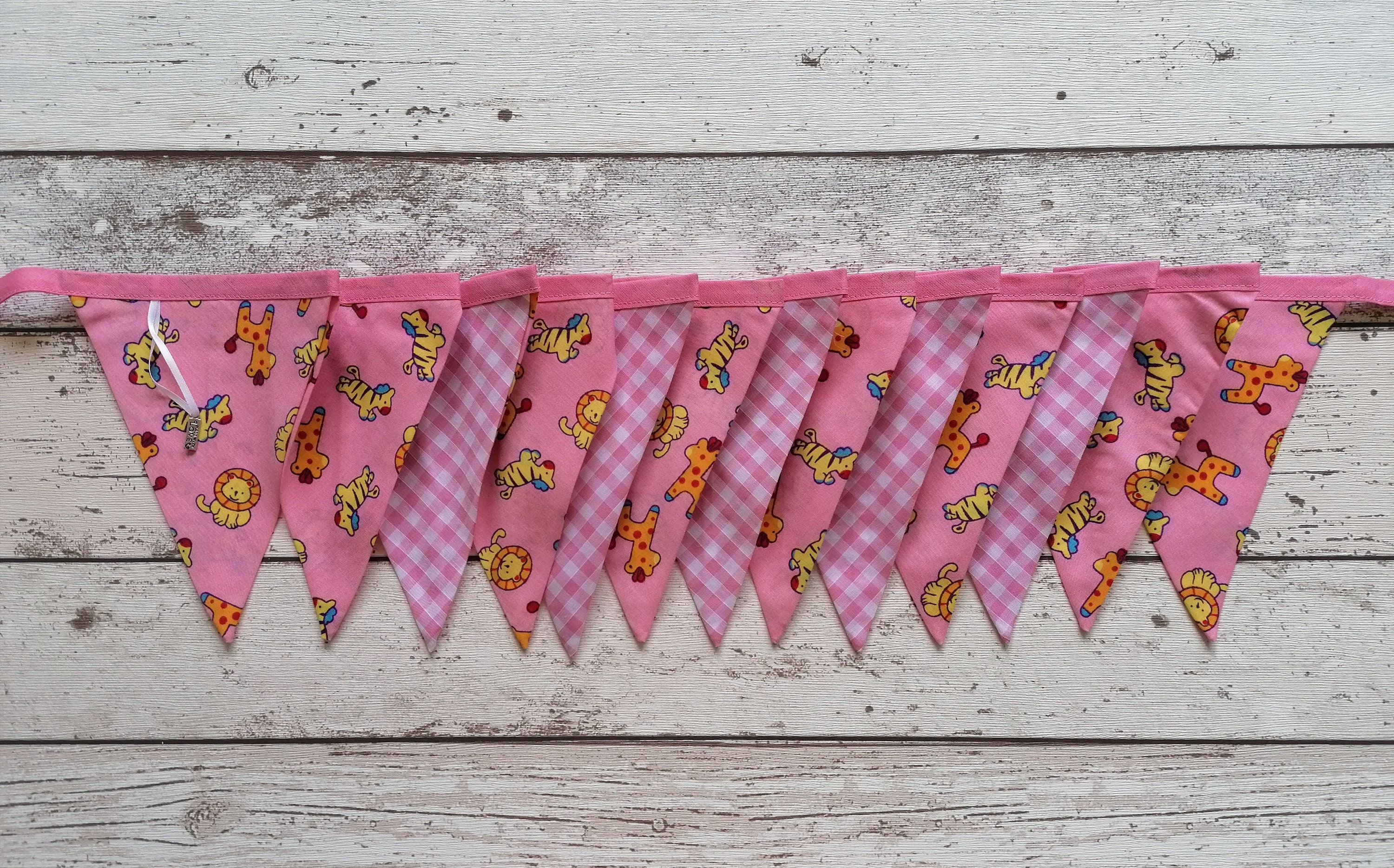 CLEARANCE Pink Animal print bunting baby girl nursery decor | Etsy